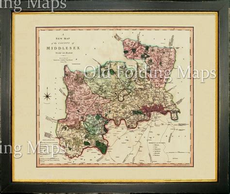 Giclée Old Map Of Middlesex Large Map Oversize Map Print United Kingdom