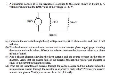Solved A Sinusoidal Voltage At 60 Hz Frequency Is Applied To