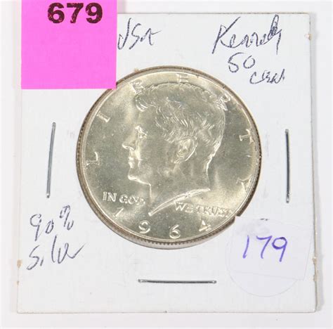 1964 D Kennedy Usa 50 Cent Piece 90 Silver