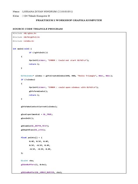 Praktikum Opengl Primitive Drawing Pdf Computer Libraries Object Oriented Programming