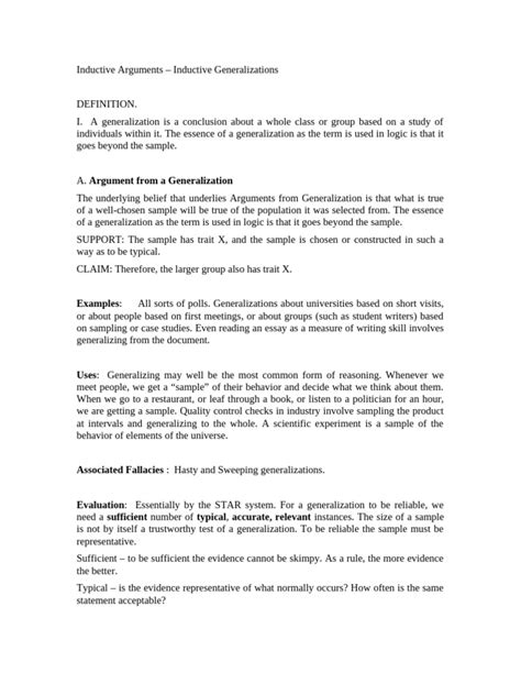 Inductive Arguments Revision Pdf Inductive Reasoning Fallacy