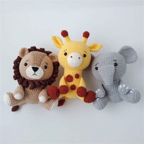 Kit 3 Bichinhos Safari Leon Rafa Helô Elo7