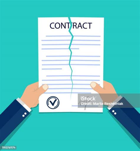 계약 위반 평평한 스타일로 종이 계약을 깨는 손 종료 작업 개념입니다 비즈니스 문서를 찢어 금융 거래를 종료합니다 사업가가 공식 문서를 위반했습니다 벡터 개념에 대한 스톡