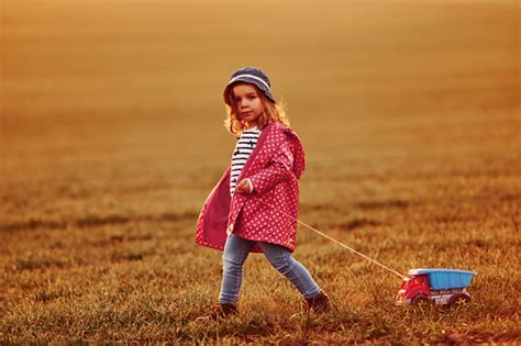 귀여운 어린 소녀는 화창한 낮에 아름다운 필드에 장난감 자동차와 함께 산책 2 3 살에 대한 스톡 사진 및 기타 이미지 2 3 살 8 9 살 건강한 생활방식 Istock
