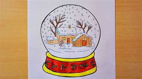 How To Draw A Cute Christmas Snow Globe