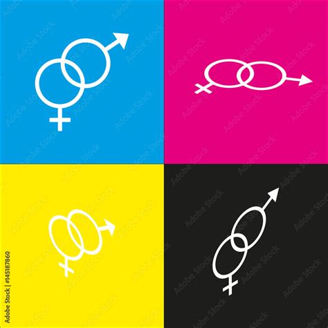Vecteur Stock Sex Symbol Sign Vector White Icon With Isometric Projections On Cyan Magenta