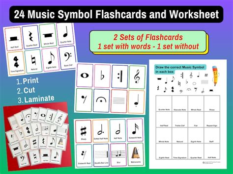 24 Music Symbol Flashcards And Draw The Music Symbol Worksheet A Fun Intro To Music Symbols