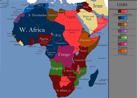 Map Of Africa And The Middle East During European Colonialism 1930