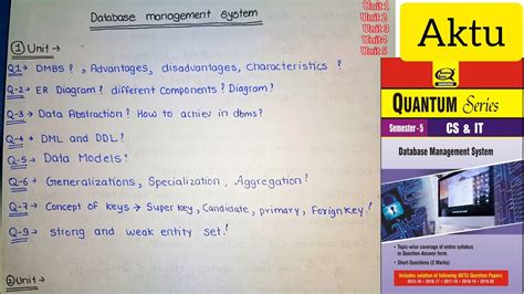 dbms important questions aktu all unit cse wale database management system important