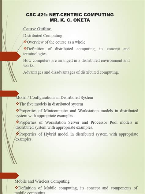 Csc 421 Course Outline And Introduction Pdf Distributed Computing Computer Network