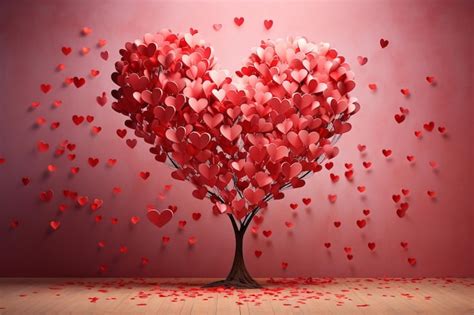 Premium Ai Image Heartfelt Symphony Red Hearts Cascading On