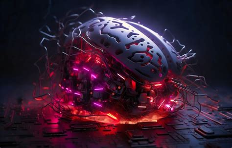 Premium Ai Image Futuristic Brain With Circuits And Lights