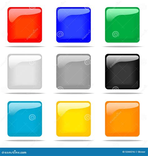 Set Of Glossy Square Buttons Stock Vector Illustration Of Internet Shadow 5344316