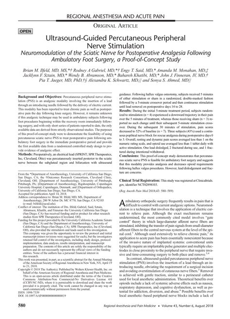 Pdf Ultrasound Guided Percutaneous Peripheral Nerve Stimulation Neuromodulation Of The