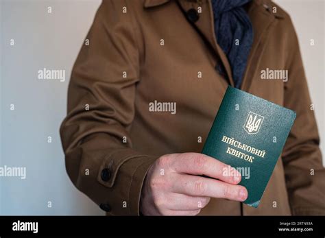 Translation Military Id Man In Coat Holds Army Document For Rookie