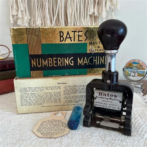 Vintage Bates Numbering Machine 6 Wheels Multiple Movement 3976 Etsy