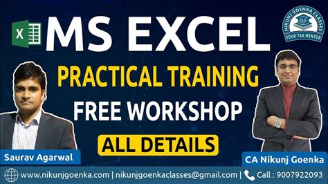 Ms Excel Practical Training Free Workshop Live On 12th July Fri 8 Pm Ca Nikunj Goenka