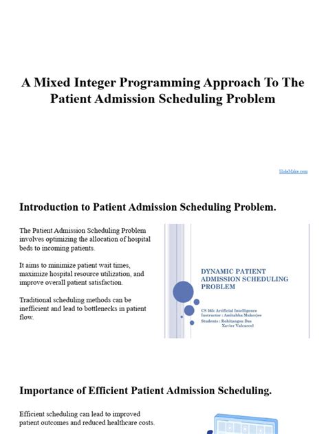 A Mixed Integer Programming Approach To The Patient Admission Scheduling Problem Pdf