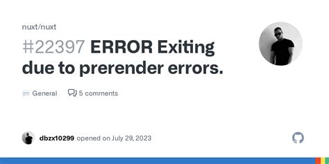 Error Exiting Due To Prerender Errors · Nuxt Nuxt · Discussion 22397 · Github