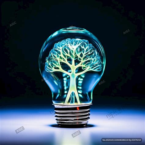 Ai创作图创意电灯泡树造型设计 灯泡电脑手绘 Led树 球泡灯海报 灯泡创意场景图 创意变色灯泡泡 节能灯创意 能源节能光能节能环保 节约用电招贴 节能环保灯光 绿色照明环保工业 Led灯树