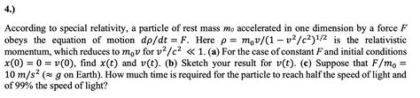 solved according to special relativity a particle of rest