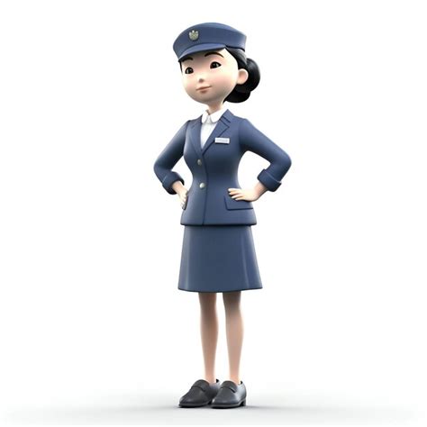 Premium Ai Image Air Hostess Standing With Hands On Hips 3d Illustration
