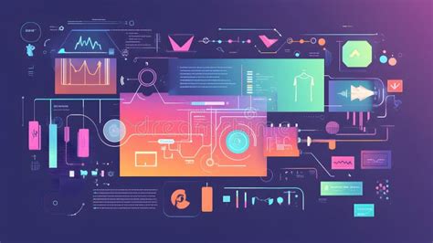 Abstract Data Visualization With Colorful Charts And Geometric Shapes Stock Illustration
