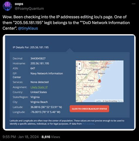 One Of Lue Elizondos Wikipedia Page Edits Has An Ip Address That Belongs To The Dod Network