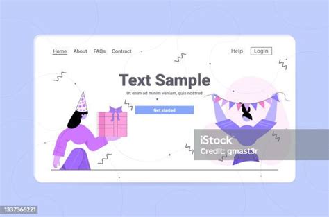 생일 파티 행복 한 여자를 축 하 하는 축제 모자에 사람들 재미 수평 복사 공간 초상화 벡터 Illustrttion Film