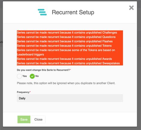 Recurrent Setup Guidelines Knowledge Center