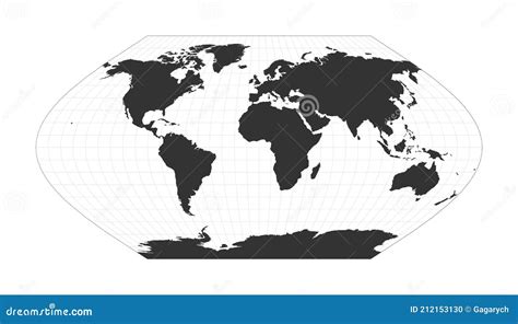 Map Of The World Eckert V Projection Stock Vector Illustration Of Isolated Outline 212153130