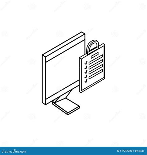Desktop Computer With Checklist Stock Illustration 147767323