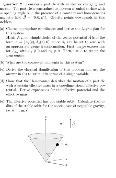 Solved Question Consider A Particle With An Electric Chegg