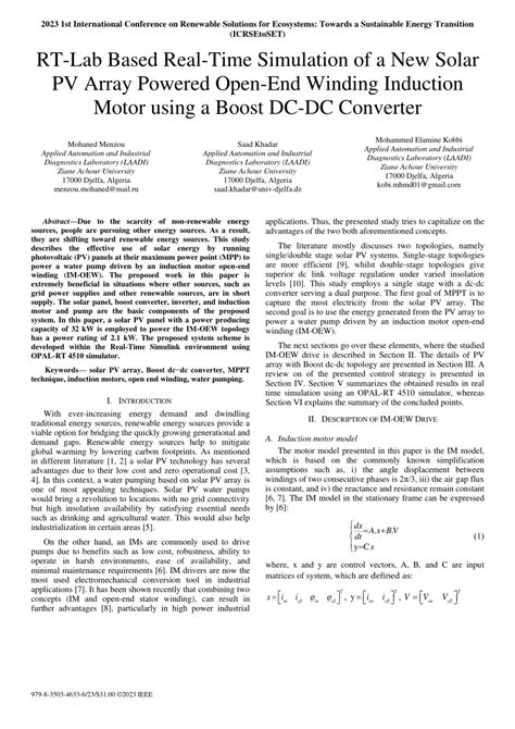 Pdf Rt Lab Based Real Time Simulation Of A New Solar Pv Array Powered