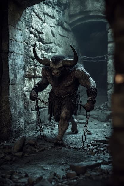 Portrait Of Mythological Minotaur AI Generated Image
