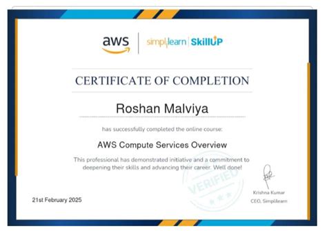 Aws Cloudcomputing Certification Simplilearn Skillup Tech Roshan Malviya