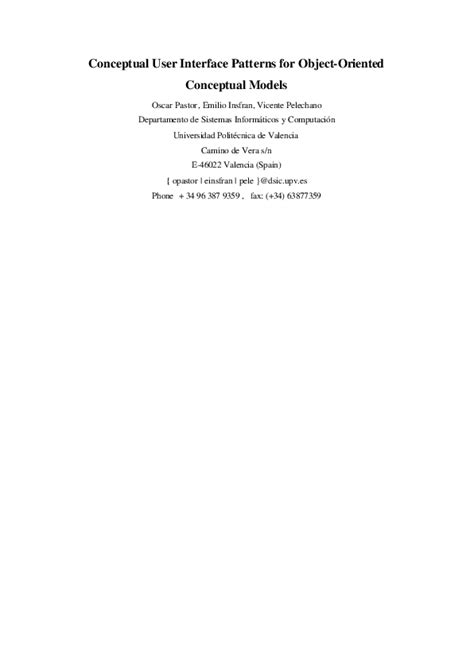 Pdf Conceptual User Interface Patterns For Object Oriented Conceptual
