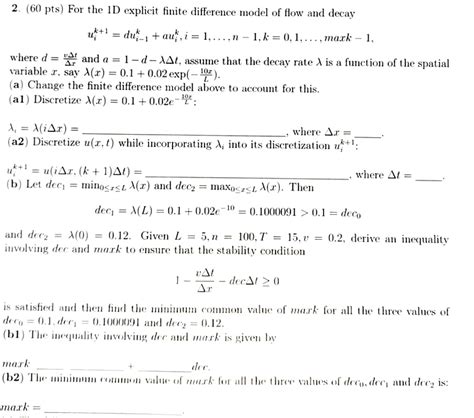 Solved 60 ﻿pts ﻿for The 1d Explicit Finite Difference