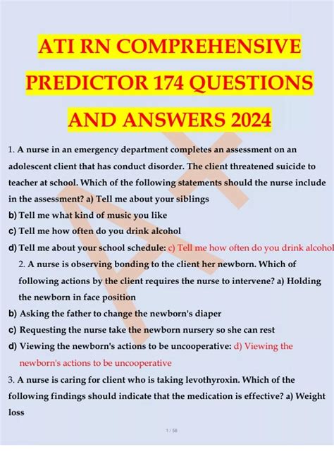Ati Rn Comprehensive Preditor Questions With Correct Answers 2024 Ati Rn Comprehensive Preditor