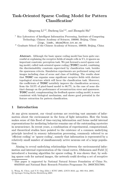 Pdf Task Oriented Sparse Coding Model For Pattern Classification