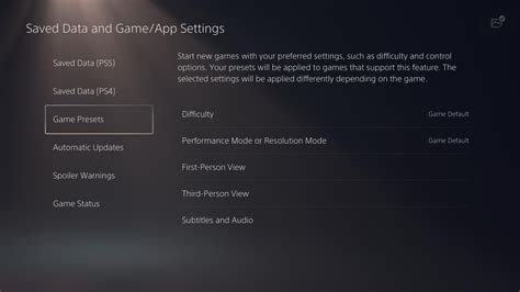 How To Choose Default Game Settings Across All Ps5 Games