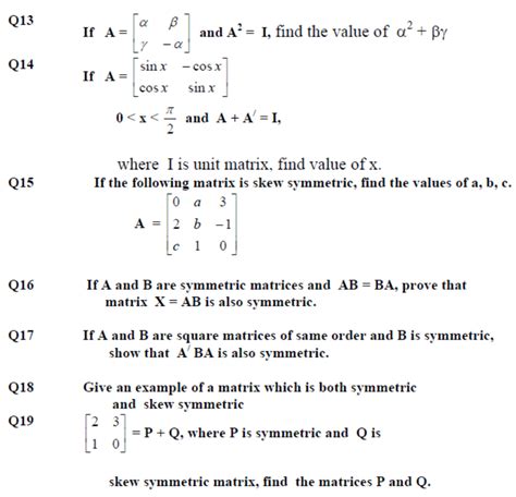 Cbse Class 12 Mathematics Hots Matrices And Determinants