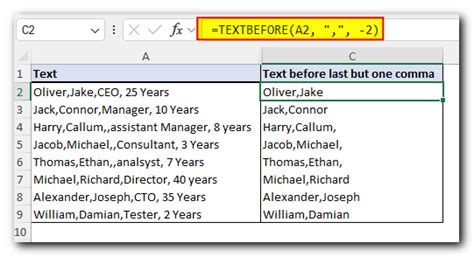 how to use excel textbefore function