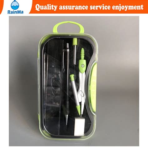 Plastic Box Pack Metal Bow School Mathematics Compass Set With