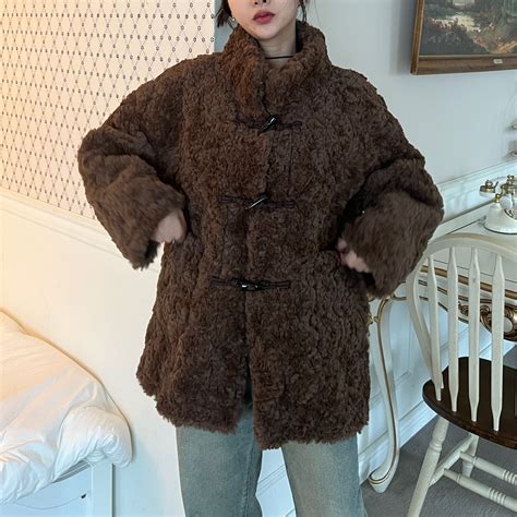 별을담다 푸들 시어링 떡볶이 코트숏 하프 반 루즈핏 퍼 겨울 울 시어링 퍼자켓 무스탕 아우터 뽀글이 양털 학생 알파카