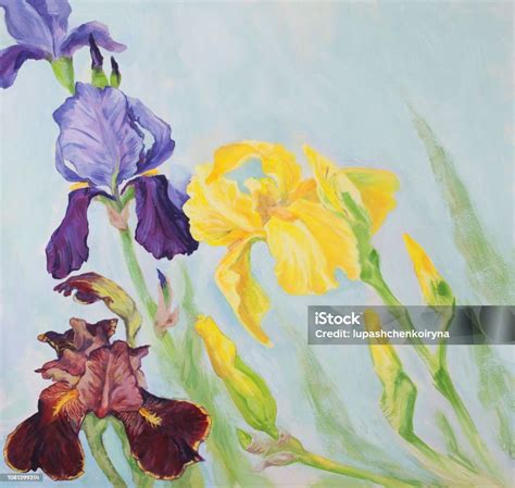 패션 일러스트 레이 션 현대 미술 작업 내 원래 유화 캔버스 인상파 봄 정 꽃의 다양 한 음영 3 홍 3가지 개체에 대한 스톡 벡터 아트 및 기타 이미지 Istock