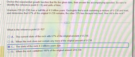 Solved Devise The Exponential Growth Function That Fits The