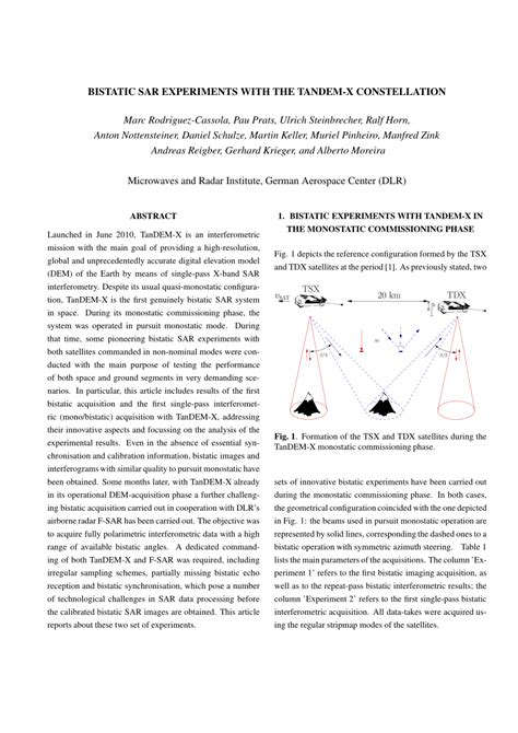 Pdf Bistatic Sar Experiments With The Tandem X Constellation