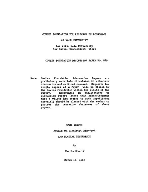 pdf game theory models of strategic behavior and nuclear deterrence