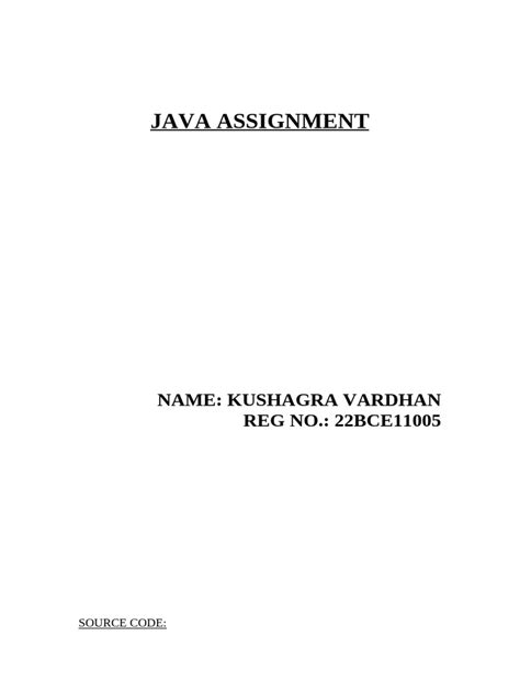 22bce11005 Java Assignment Pdf